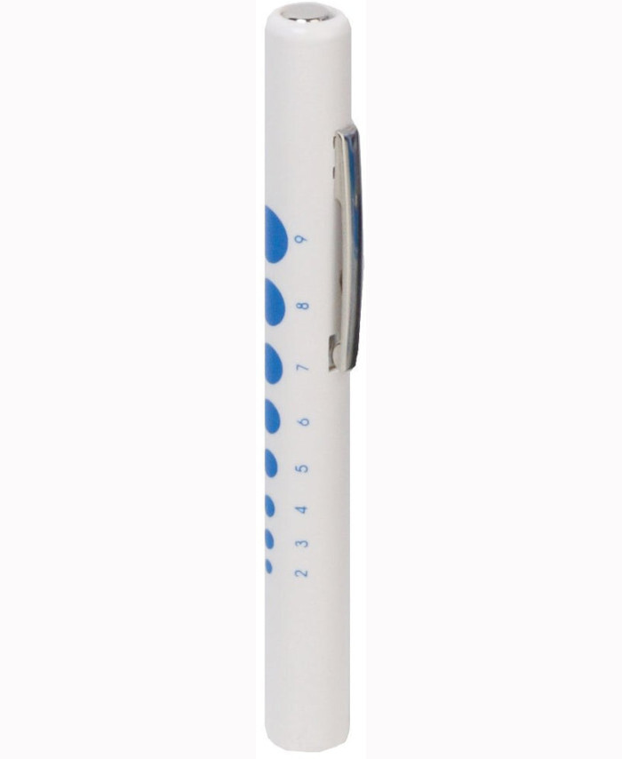 PENLIGHT TORCH, PLASTIC, WHITE, WITH PUPIL SIZE GUIDE - Cura