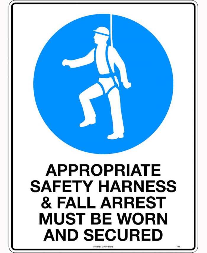 200mm Disc - Self Adhesive - Safety Harness Pictogram - Uniform Safety ...