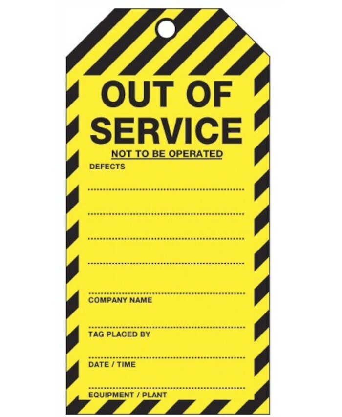 Tear Proof Tags - Pkt 100 - Out Of Service (As Per TOS51TP) - Uniform ...