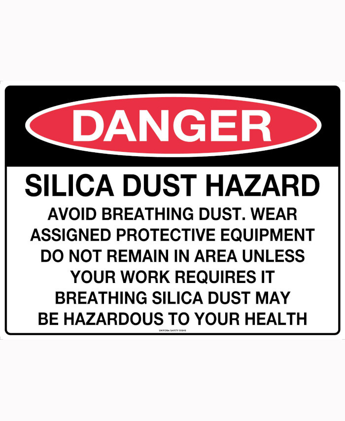 600x400mm - Poly - Danger Silica Dust Hazard Avoid Breathing etc ...