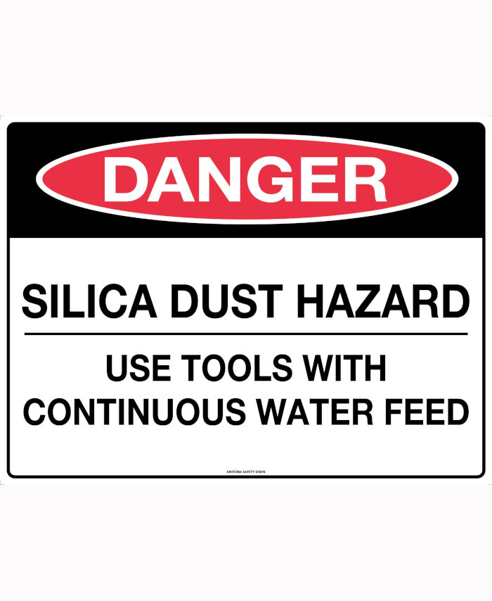 600x400mm - Poly - Danger Silica Dust Hazard Use Tools etc - Uniform ...