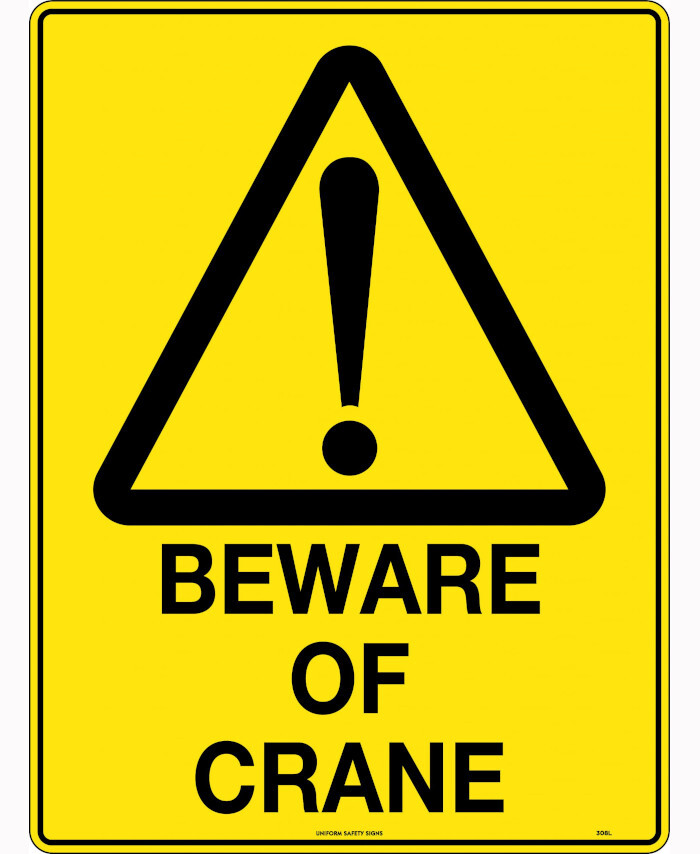 600x400mm - Corflute - Beware of Crane - Uniform Safety Signs