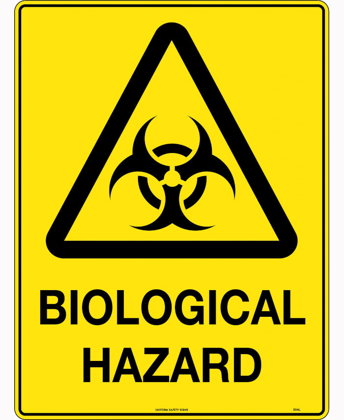 600x400mm - Poly - Caution Biological Hazard - Uniform Safety Signs