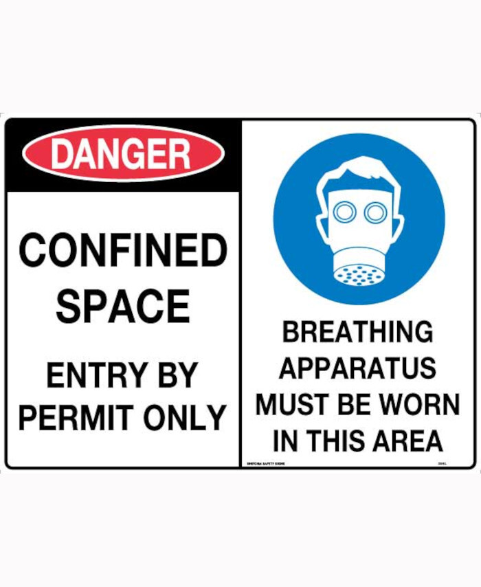 600x400mm - Poly - Multi Sign - Danger Confined Space Entry By Permit ...