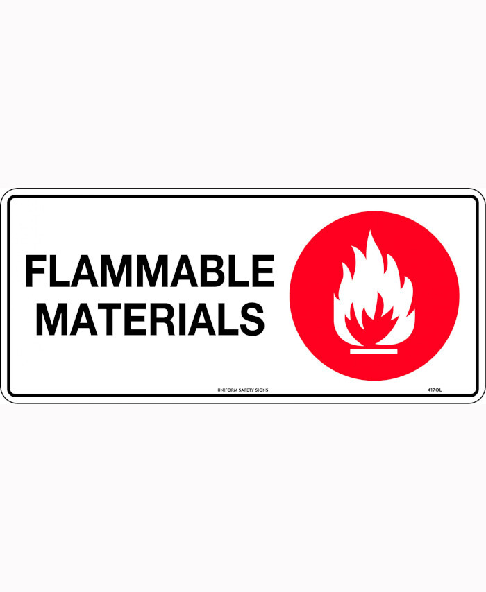 300x140mm - Self Adhesive - Flammable Materials - Uniform Safety Signs
