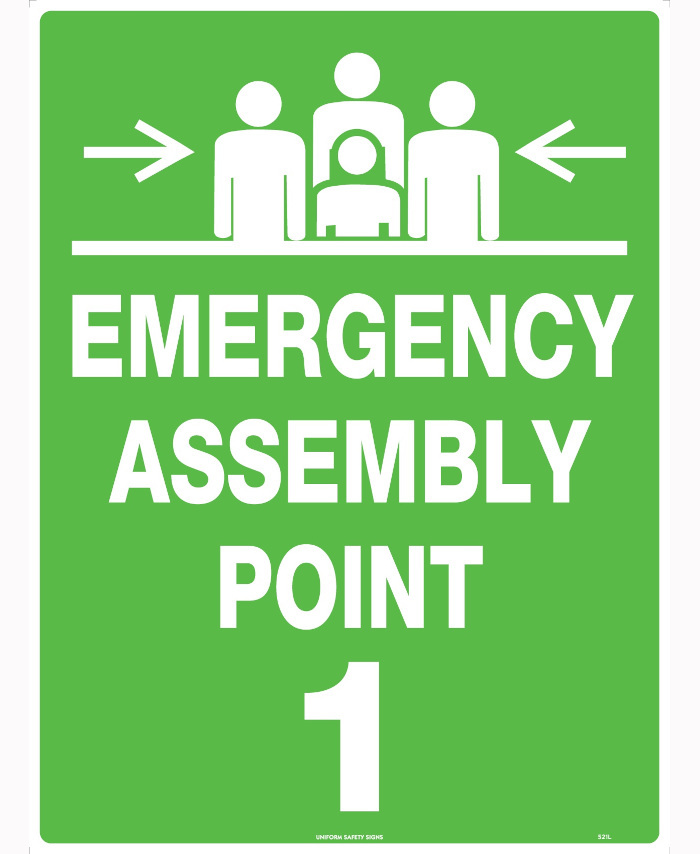 600x400mm - Poly - Emergency Assembly Point 1 - Uniform Safety Signs