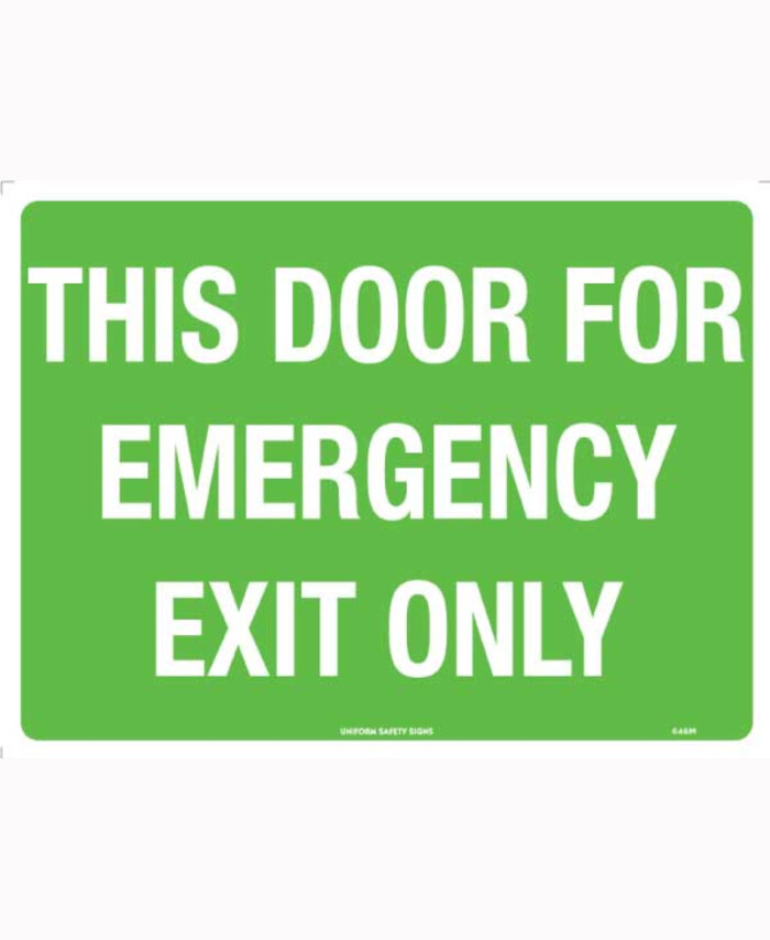 300x225mm - Poly - This Door For Emergency Exit Only - Uniform Safety Signs