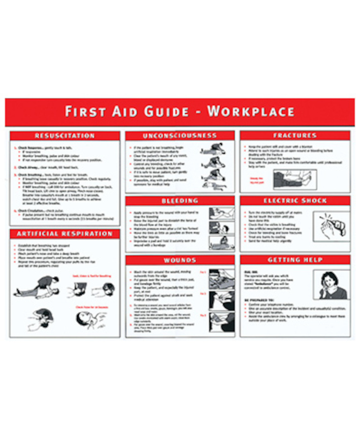 A3 Laminated First Aid Guide Poster - Uniform Safety Signs