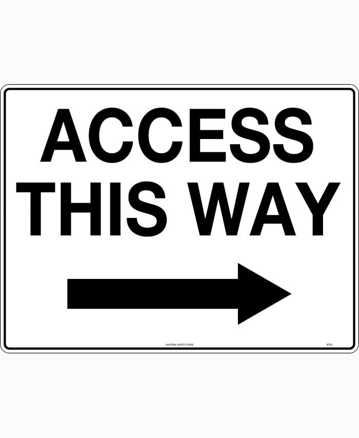 600x400mm - Corflute - Access This Way (right arrow) - Uniform Safety Signs