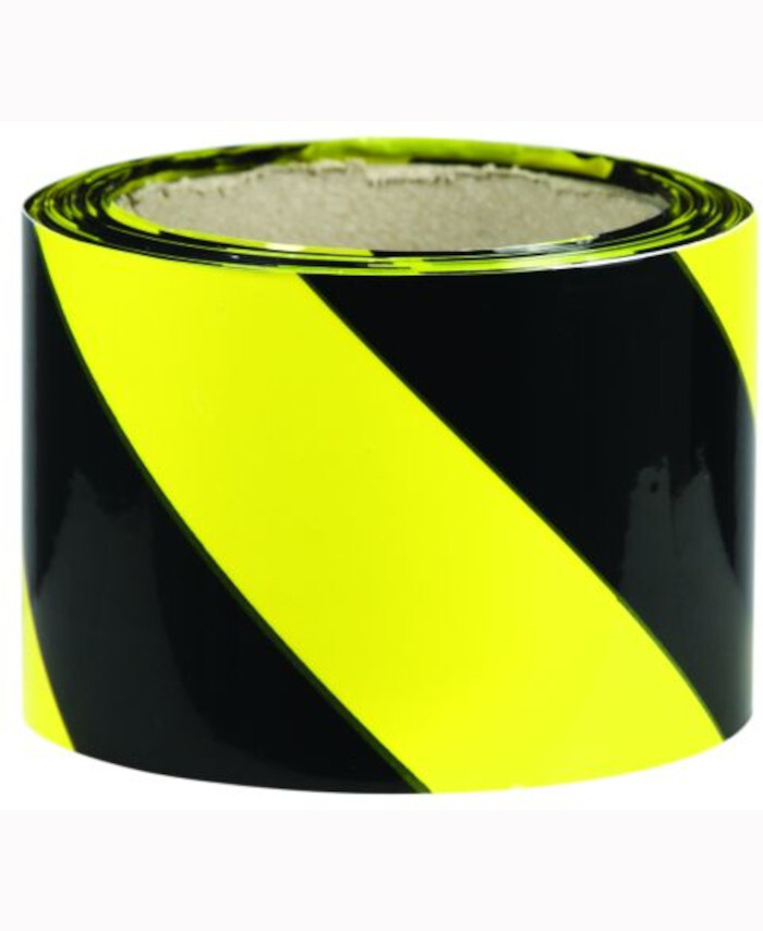 75mm x 100mtr - Barrier Tape - Black and Yellow - Uniform Safety Signs