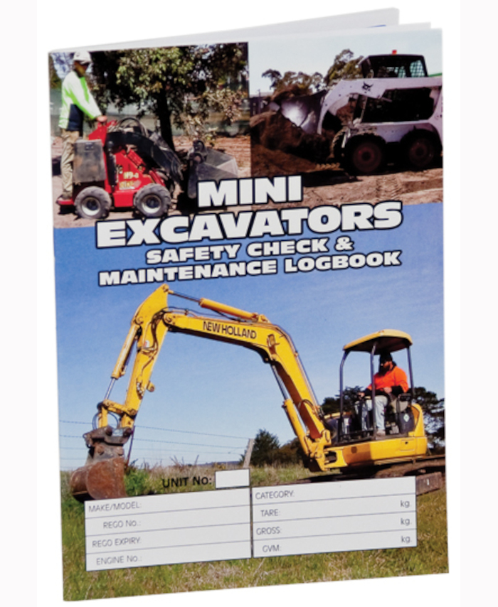 Mini Excavators Logbook - A5 Size - Uniform Safety Signs