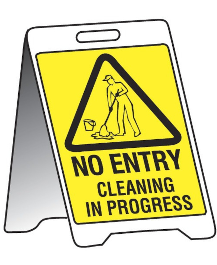 500x300mm - Corflute Sign Stands - No Entry Cleaning in Progress ...