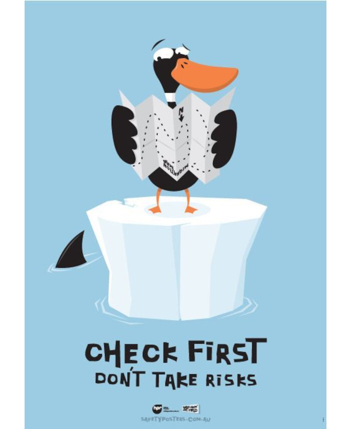 594x420mm - Laminated Safety Poster - Check First, Don't Take Risks ...