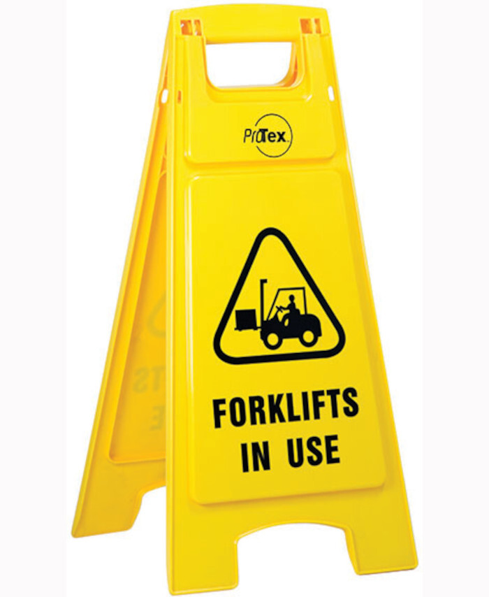 Premium Plastic Sign Stand - Double Sided - Forklifts in Use - Uniform ...