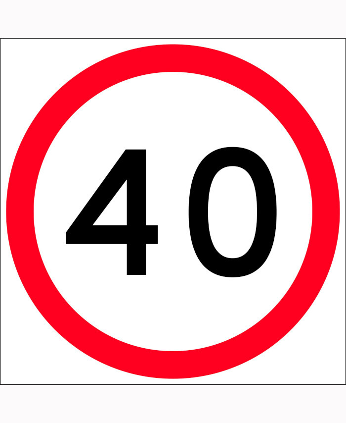 600x600mm - Aluminium - Class 1 Reflective - 40 km Speed Restriction in ...