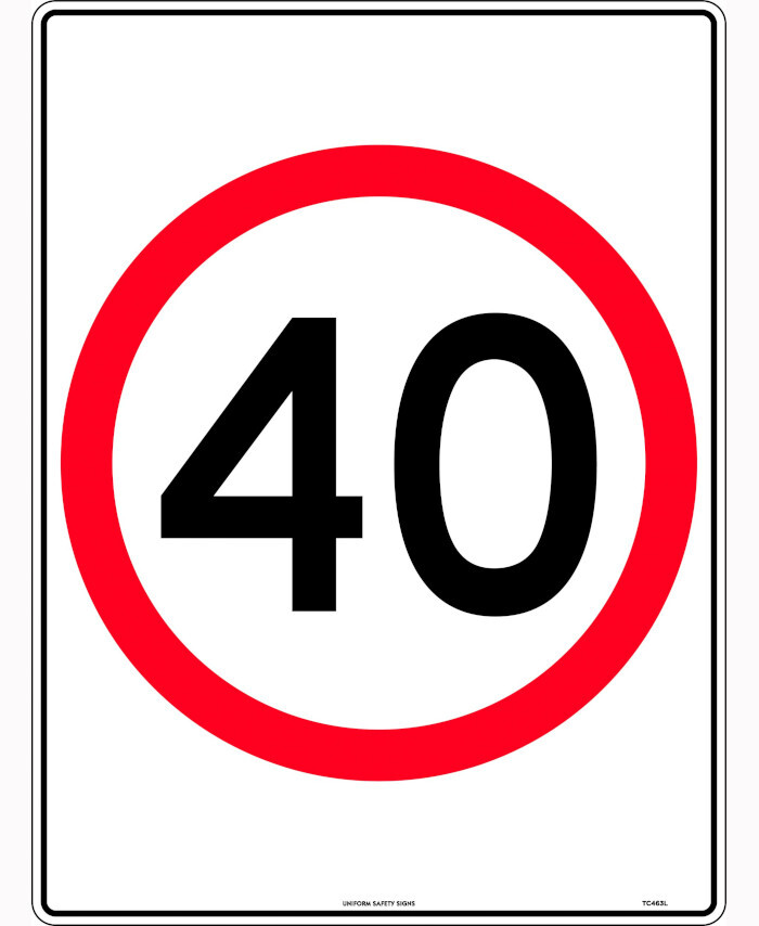 600x400mm - Metal - 40 km Speed Restriction in Roundel - Uniform Safety ...