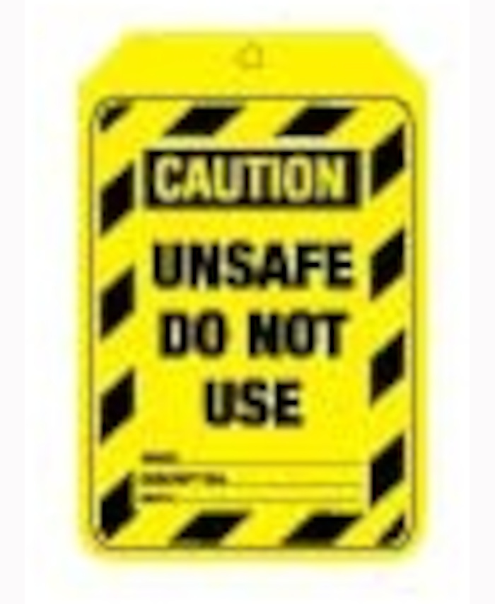 90x140mm - Cardboard Tags - Pkt of 100 - Caution Unsafe Do Not Use ...