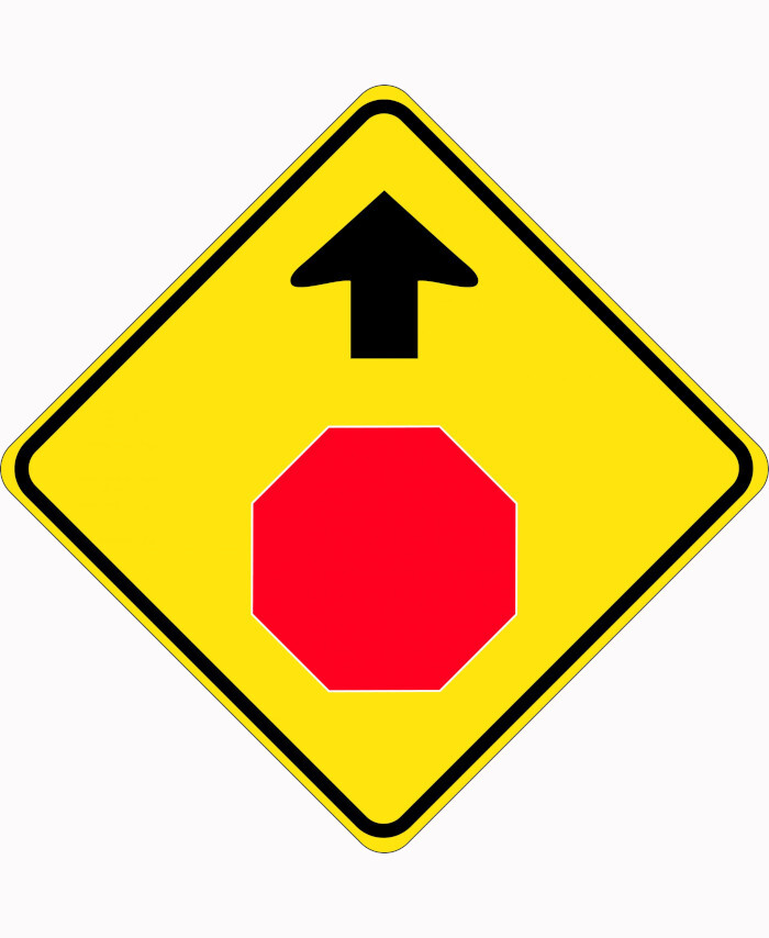 750x750mm - Aluminium - Class 1 Reflective - Stop Sign Ahead - Uniform ...