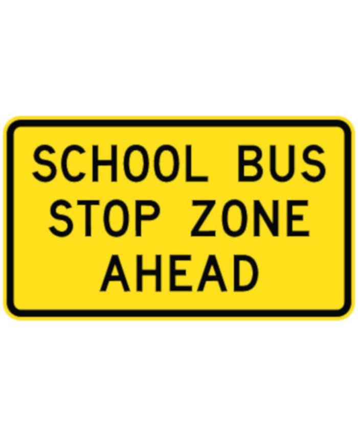 960x560mm - Aluminium - Class 1 Reflective - School Bus Stop Zone Ahead ...